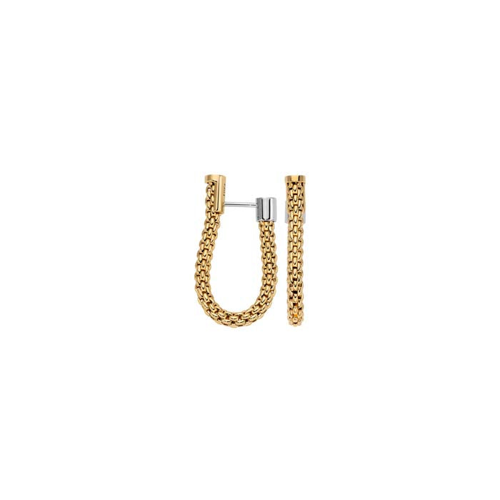 FOPE Essentials Collection "U" Shaped Mesh Hoop Earrings in 18K Yellow ...
