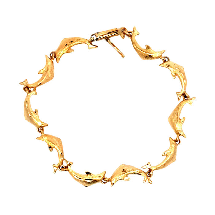 Estate 7" Dolphin Link Bracelet in 14K Yellow Gold – Mountz Jewelers