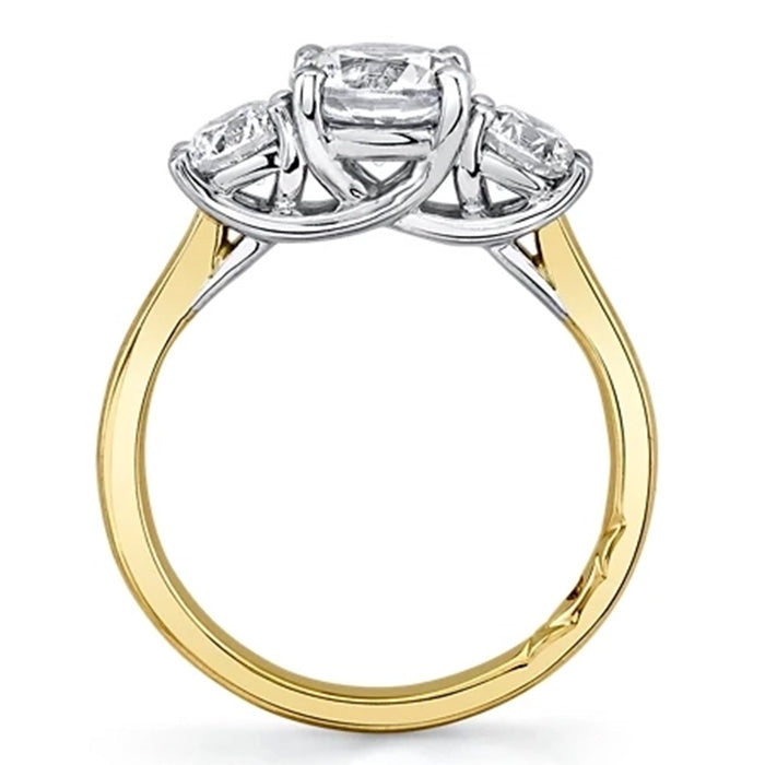 A. Jaffe 3 Stone Trellis Engagement Ring Semi-Mounting in 14K Yellow a ...