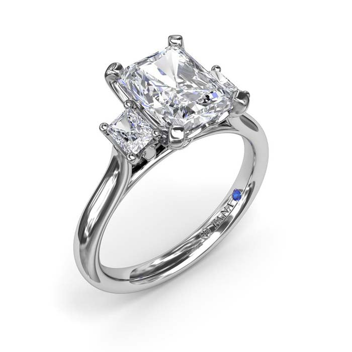 Fana Three-Stone Radiant Diamond Engagement Ring Semi-Mounting in 14K ...