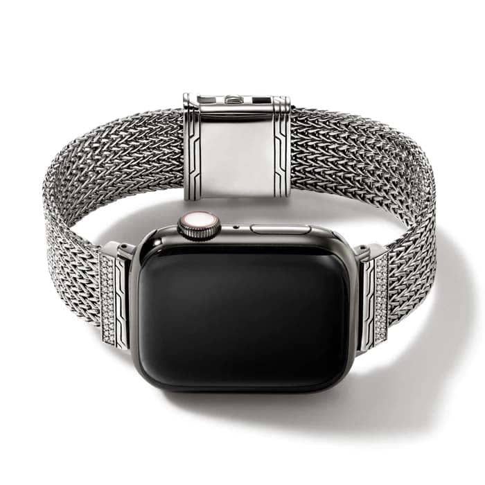 John Hardy 18MM Classic Chain Smart Watch Strap with Diamonds in Sterl ...